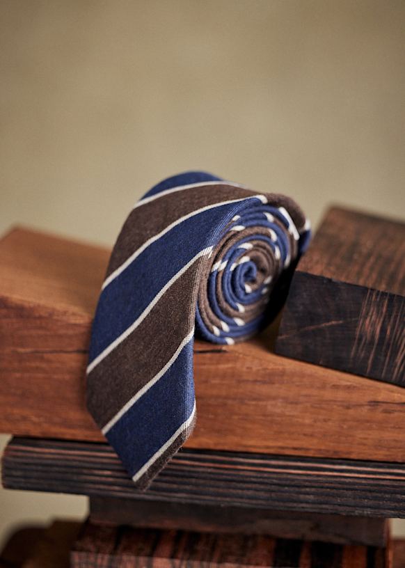 Fletcher Tie - Navy / Brown - Wool - Sézane