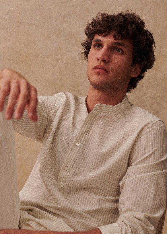 Buster Shirt - Thin Green Stripes - Cotton - Octobre Éditions