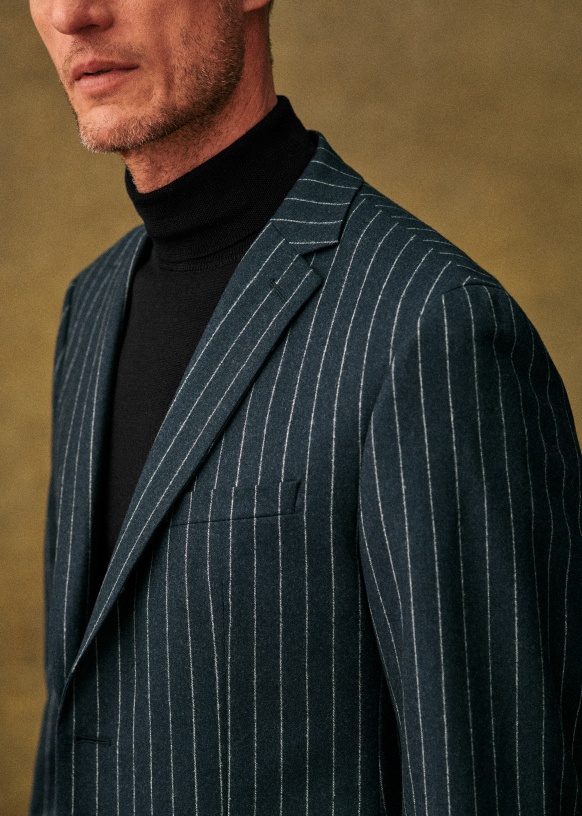 Warren Jacket - Navy Tennis Stripes - Wool - Sézane