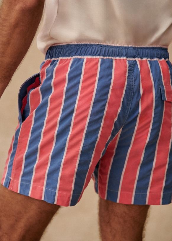 Rob Swim Shorts - Blue / Ecru / Navy stripes - Polyamide - Sézane