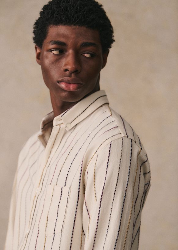 Charlie Casual Shirt - Ecru / Multicoloured stripes - Organic cotton ...