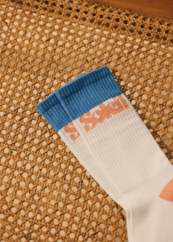 Soleil Socks - Ecru / Blue / Orange - Cotton - Octobre Éditions
