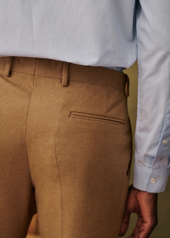 Kostuumbroek Warren Flanelle - Camel - Gerecyclede wol - Sézane