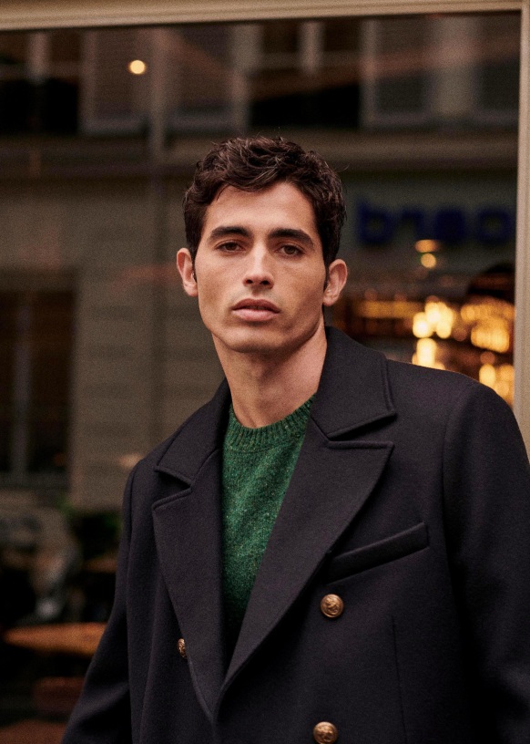 Shepherd コート - ネイビー - ウール - Sézane