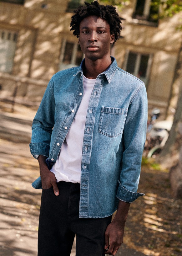Spence Shirt - Denim - Cotton - Sézane