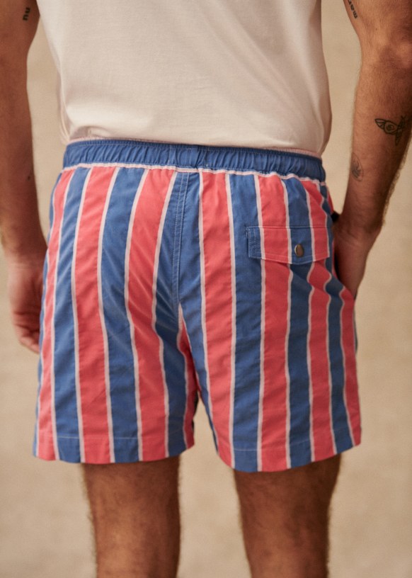 Rob Swim Shorts - Blue / Ecru / Navy stripes - Polyamide - Sézane