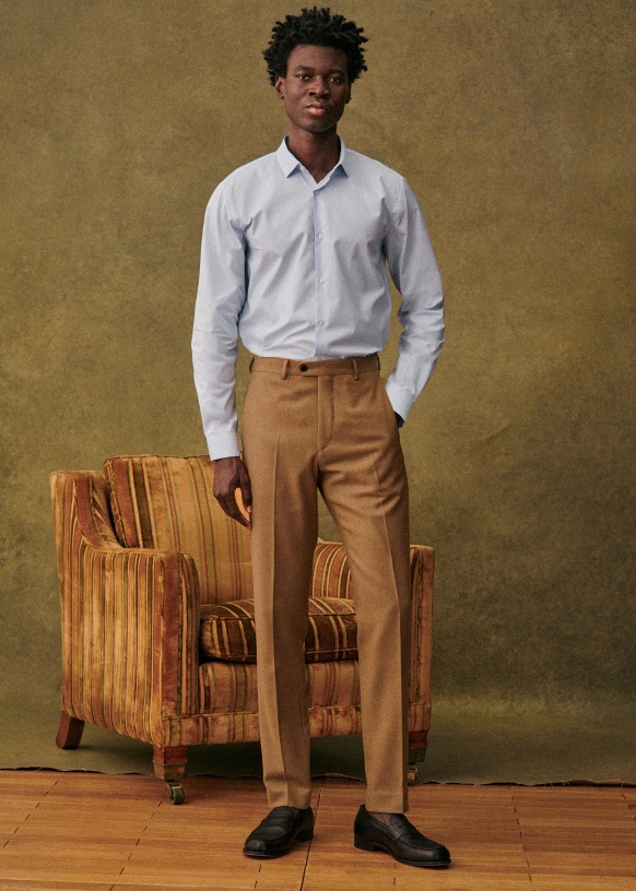 Kostuumbroek Warren Flanelle - Camel - Gerecyclede wol - Sézane