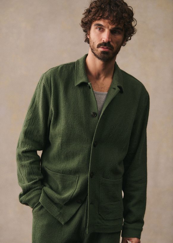 Irwin Jacket - Textured Green - Cotton - Sézane