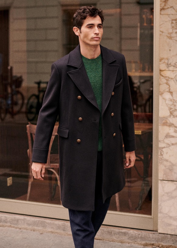 Shepherd コート - ネイビー - ウール - Sézane