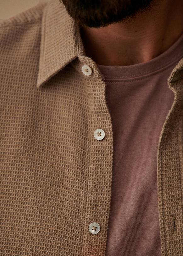 Lars Waffle Shirt - Beige - Organic cotton - organic textile - Octobre ...