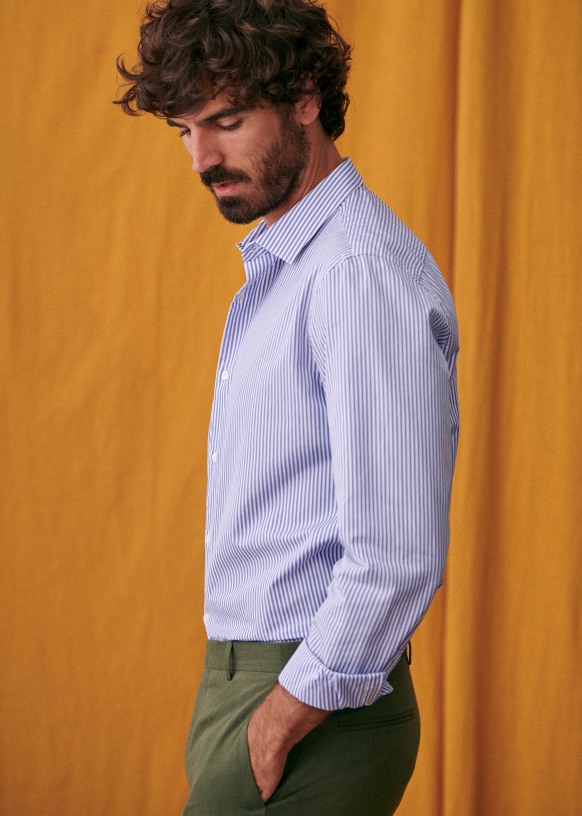 Allen Shirt - White Blue Stripes - Cotton - Sézane