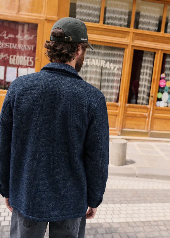 Nelson Jacket - Blue Chevron - Wool - Sézane