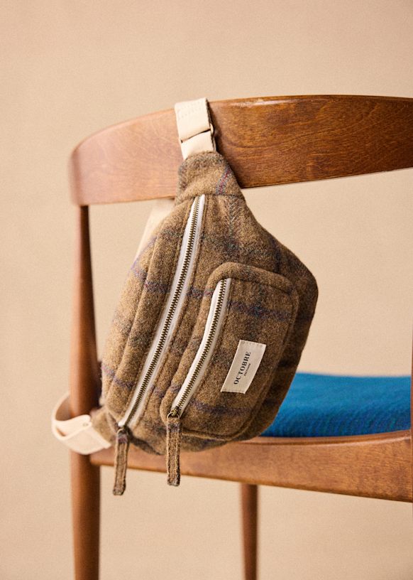 Ember crossbody pouch - Blue / Brown Checks - Mohair - Sézane