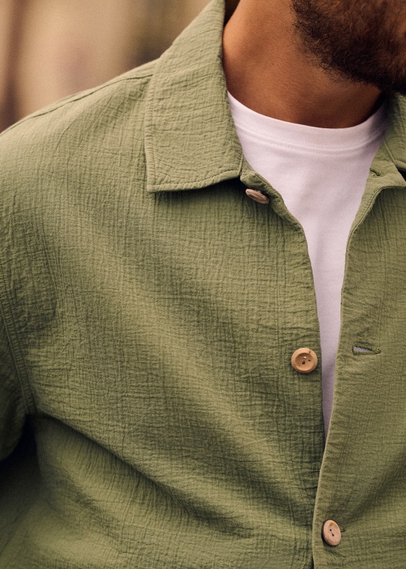 Jacke Tim Coton Texturé - Grün - Bio-Baumwolle - Sézane