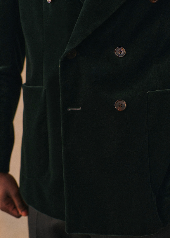 Hampton Suit jacket - Dark green velvet - Cotton - Sézane