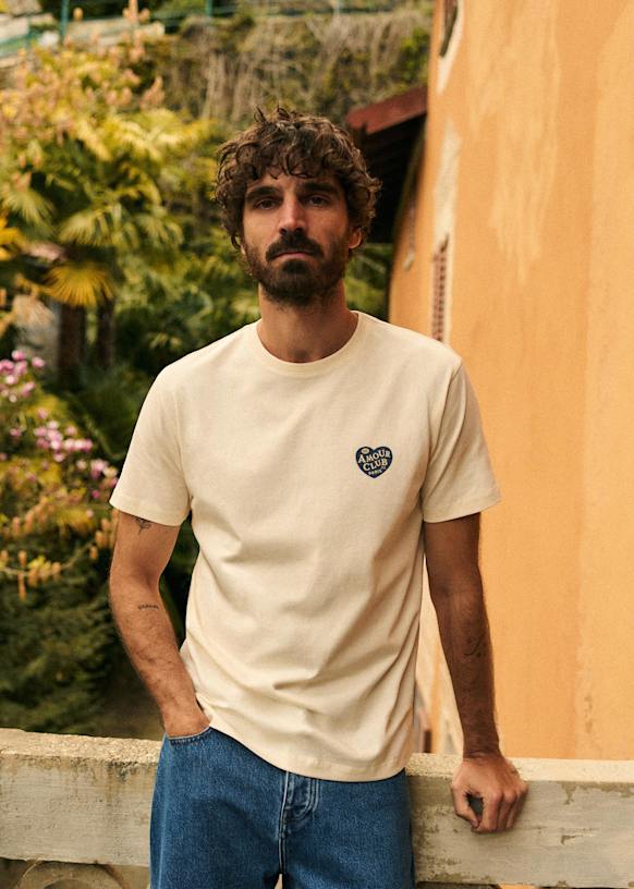 Amour Club Paris T-Shirt - Ecru / Indigo - Organic cotton - organic ...