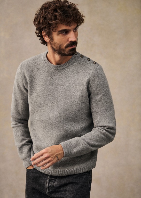 Pull Grisons - Gris Chiné - Laine Mérinos - Sézane