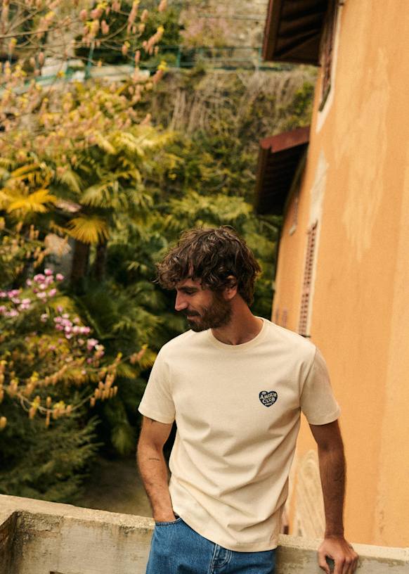 Amour Club Paris T-Shirt - Ecru / Indigo - Organic cotton - organic ...