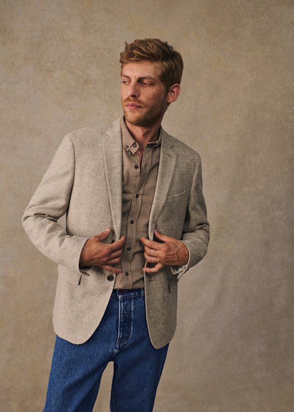Lucas Jacket - Light Mottled Brown - Wool - Sézane