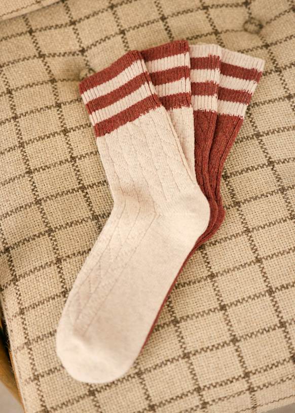 Pack Cedar Socks - Ecru / Rust - Recycled wool - Sézane