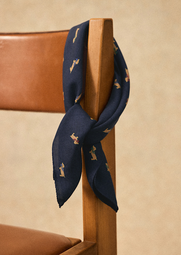 Teckel Square Scarve - Navy - Wool - Octobre Éditions