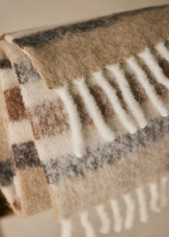 Zolric Scarve & Square scarve - Ecru with Beige Stripes - Alpaca ...