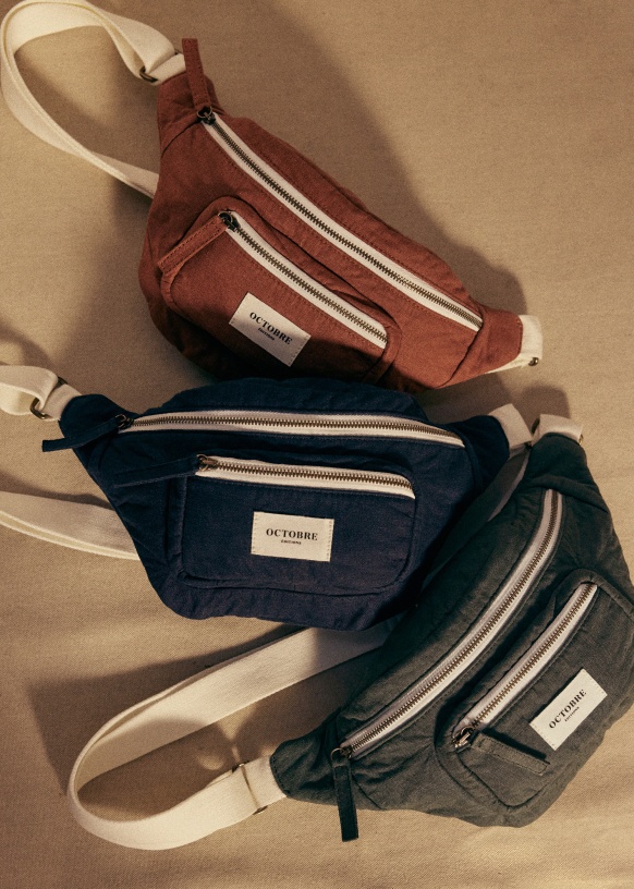 Ember Linen crossbody pouch - Navy - Cotton - Sézane