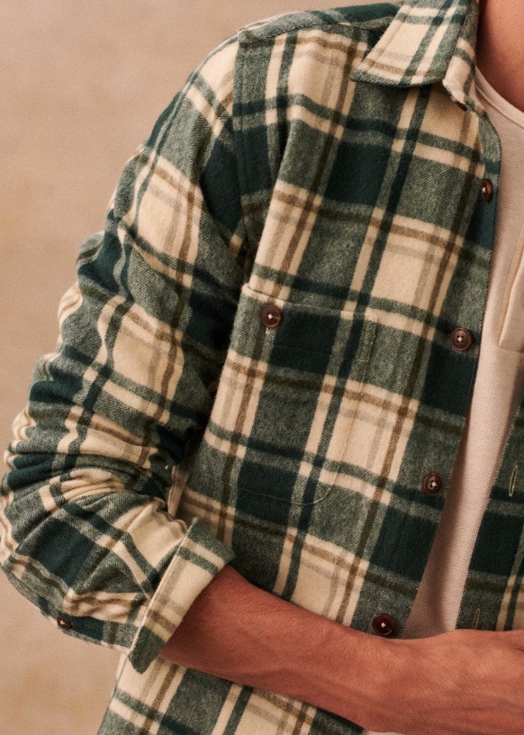 Blouse Claggan - Schotse ruit Groen Ecru - Sézane