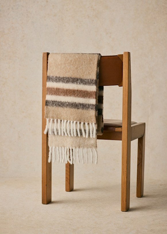 Zolric Scarve & Square scarve - Ecru with Beige Stripes - Alpaca ...