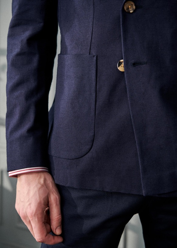 Walter Double Breasted Jacket - Navy - Cotton - Sézane