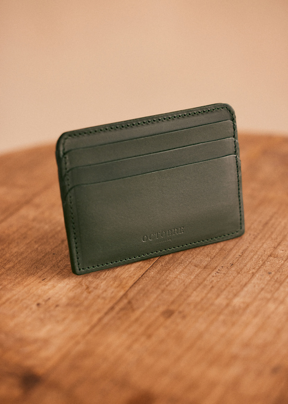 Ewen Card Holder - Green - Leather - Sézane