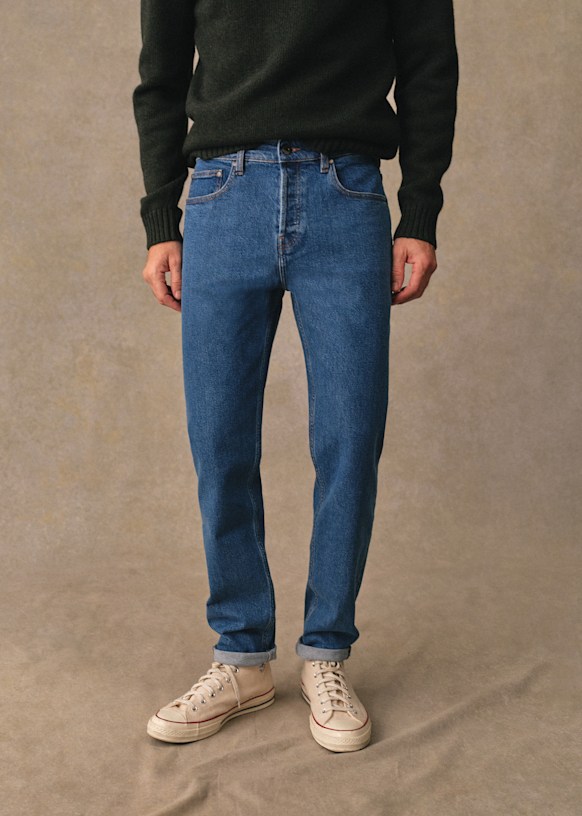 Vaquero Avi Slim - Azul Vintage - Algodón ecológico - textiles ...