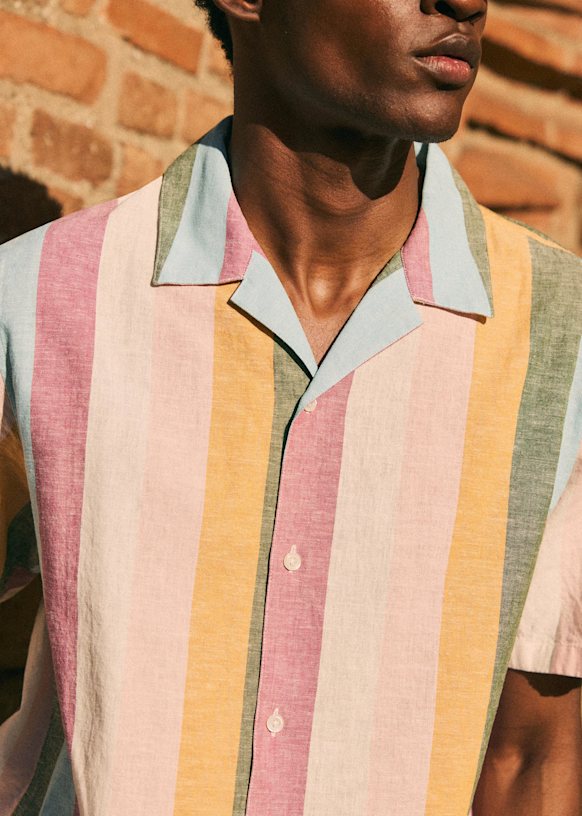 Holt Cotton Linen Shirt - Multicoloured Stripes - Linen - Sézane