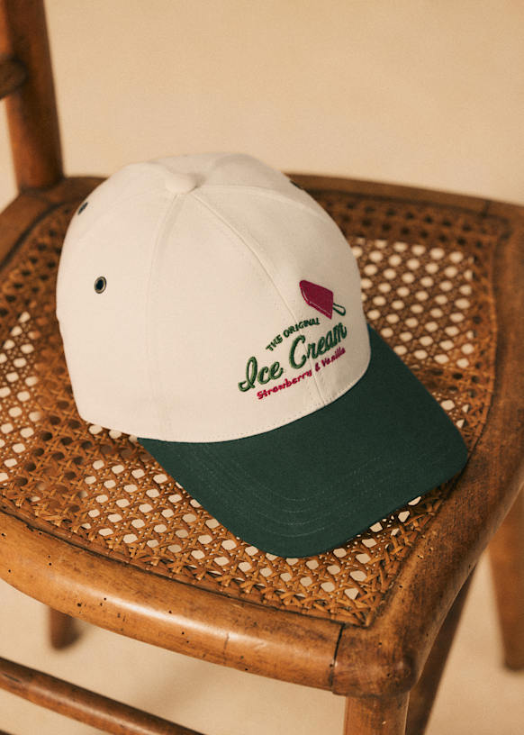 Ice Cream Cap - Ecru / Green - Organic cotton - organic textile - Sézane