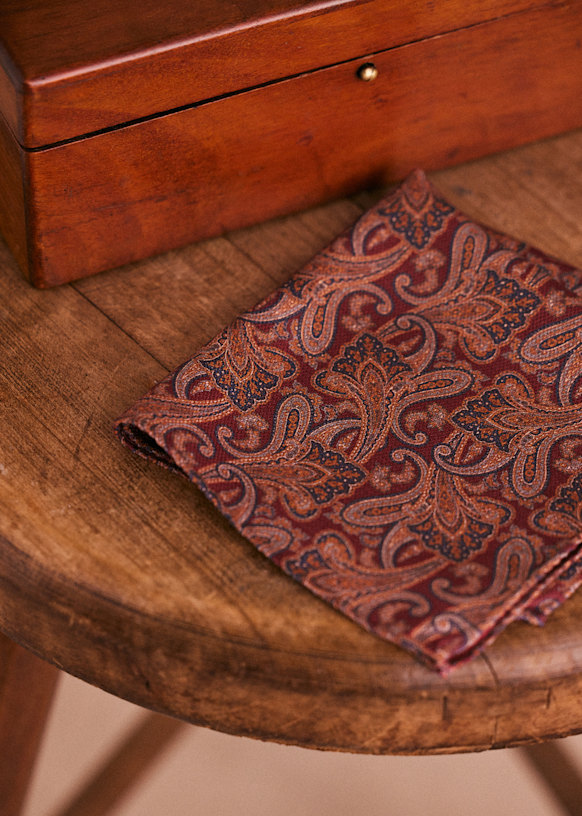 Monty Handkerchief - Burgundy / Navy print - Wool - Sézane