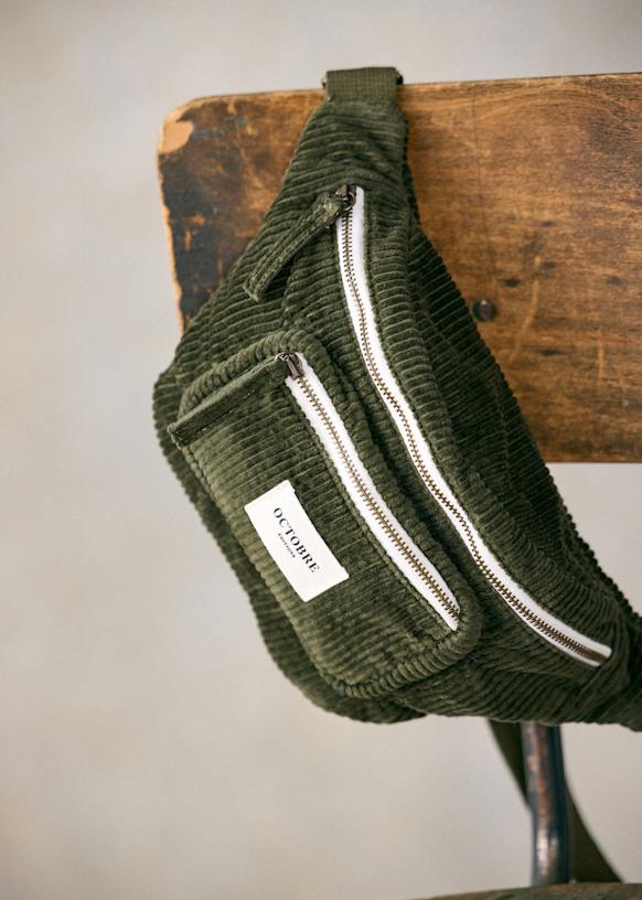 Ember crossbody pouch - Large Khaki Rib - Cotton - Sézane