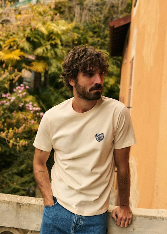 Amour Club Paris T-Shirt - Ecru / Indigo - Organic cotton - organic ...
