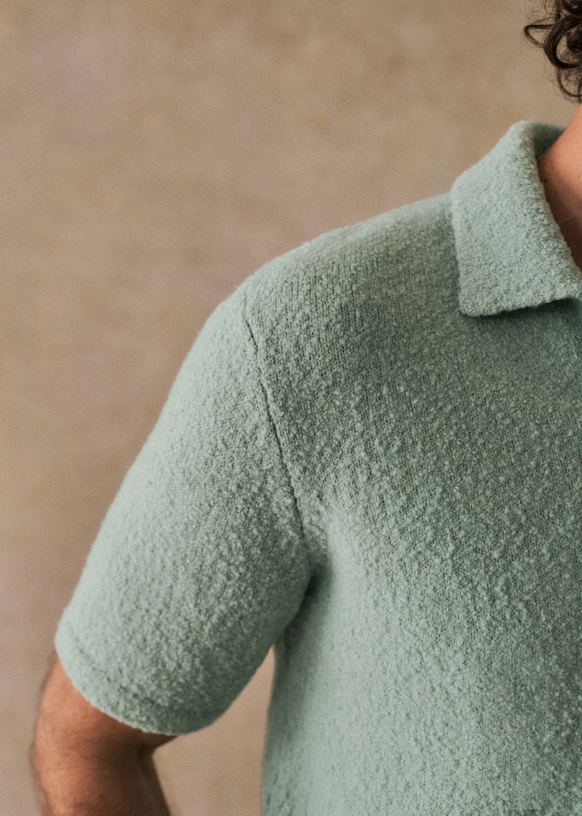 Caleb Knit Polo - Sea Green - Wool - Sézane