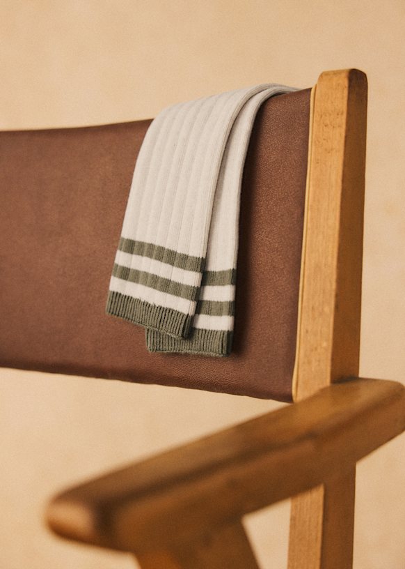 Russel Socks - Ecru Blue Stripes - Organic Cotton - Octobre Éditions