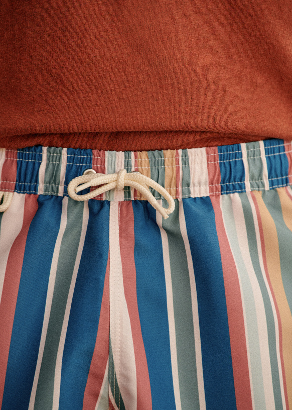 Rob Swim Shorts - Blue / Ecru / Navy stripes - Polyamide - Sézane