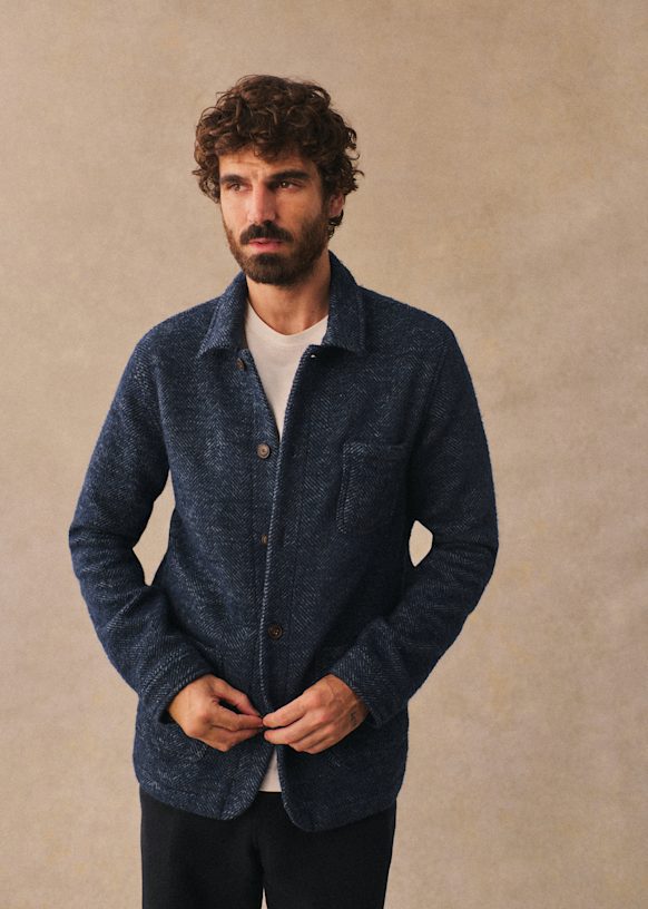 Nelson Jacket - Blue Chevron - Wool - Octobre Éditions