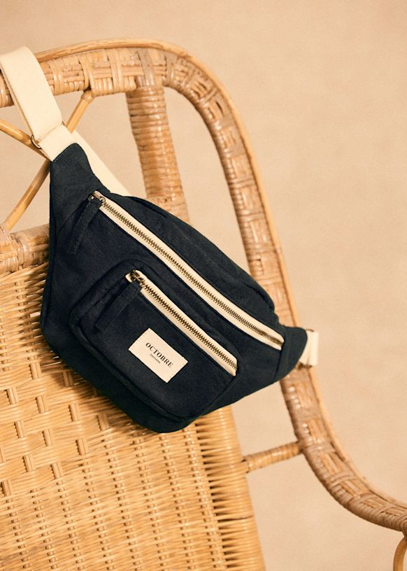 Ember Linen crossbody pouch - Navy - Cotton - Sézane