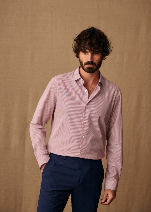 Allen Shirt - White Blue Stripes - Cotton - Sézane