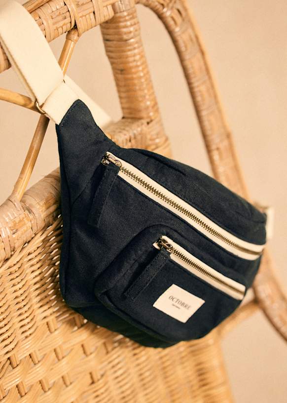Ember Linen crossbody pouch - Navy - Cotton - Sézane