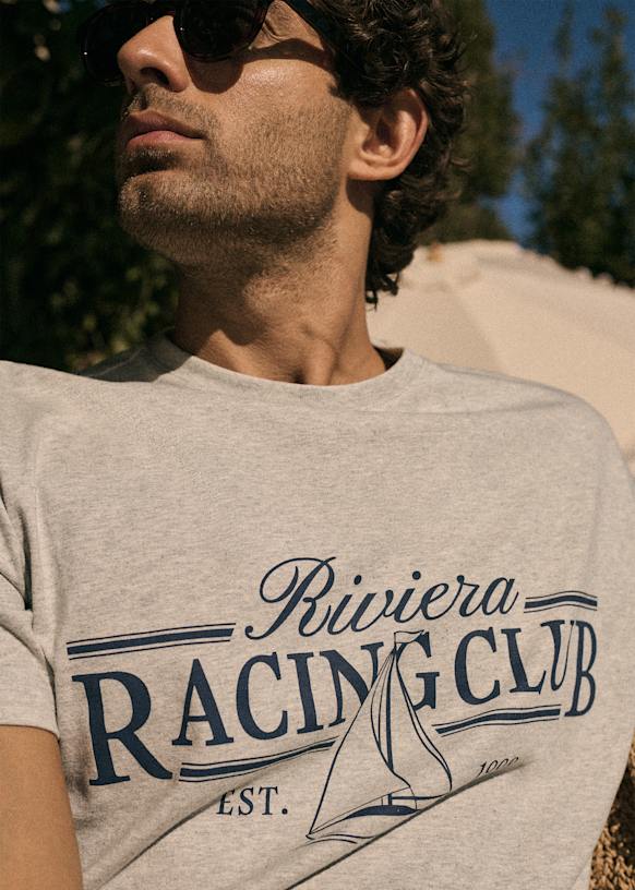 Riviera Racing Club T-Shirt - Mottled Grey - Organic cotton - organic ...