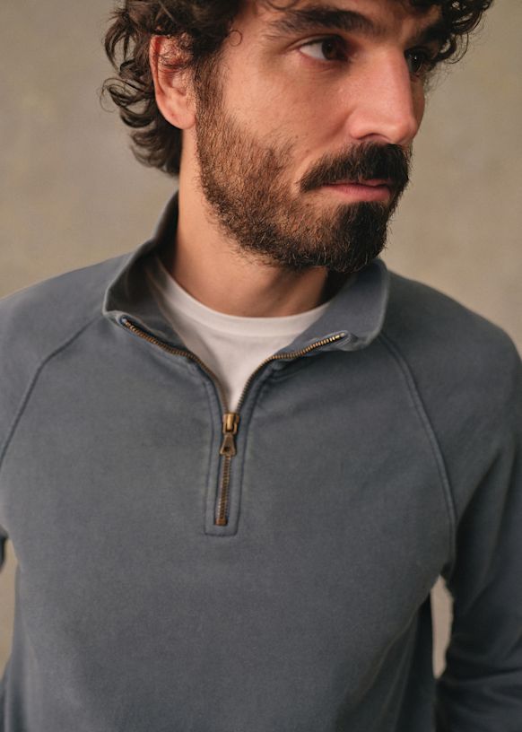 Felpa Harlin - Blu Acciaio Délavé - Cotone biologico - tessuti ...