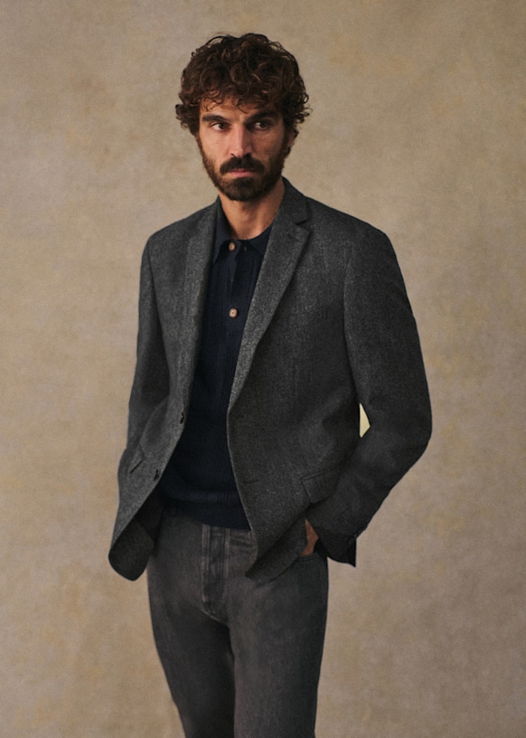 Veste Lucas Tweed - Bleu Chiné - Laine - Octobre Éditions