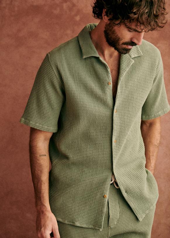 Holt Waffle Shirt - Green - Organic cotton - organic textile - Octobre ...