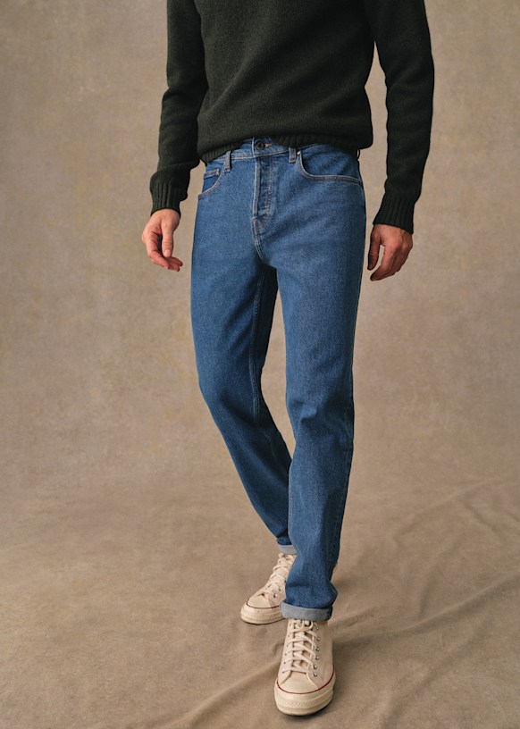 Vaquero Avi Slim - Azul Vintage - Algodón ecológico - textiles ...