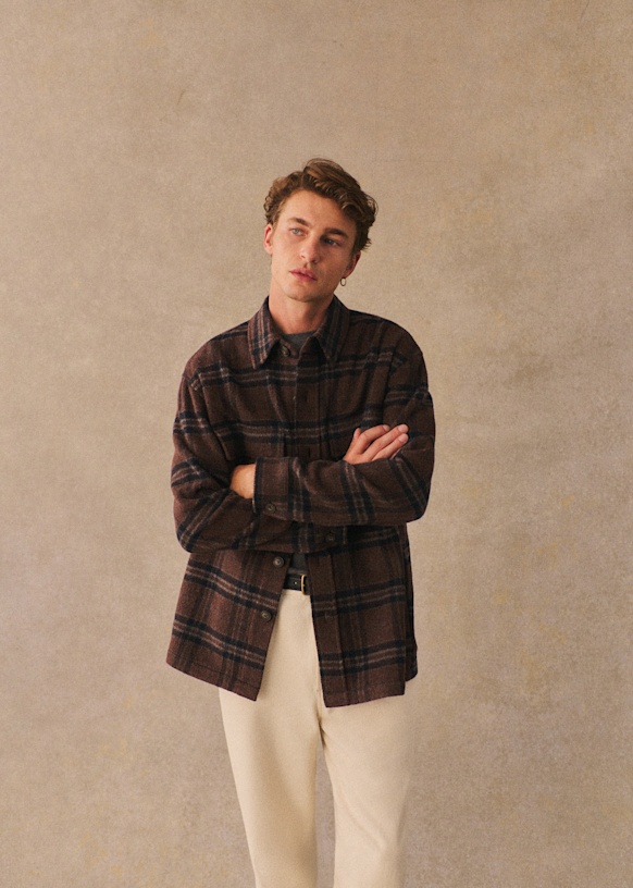 Jamie Shirt - Brown tartan / Navy - Wool - Octobre Éditions